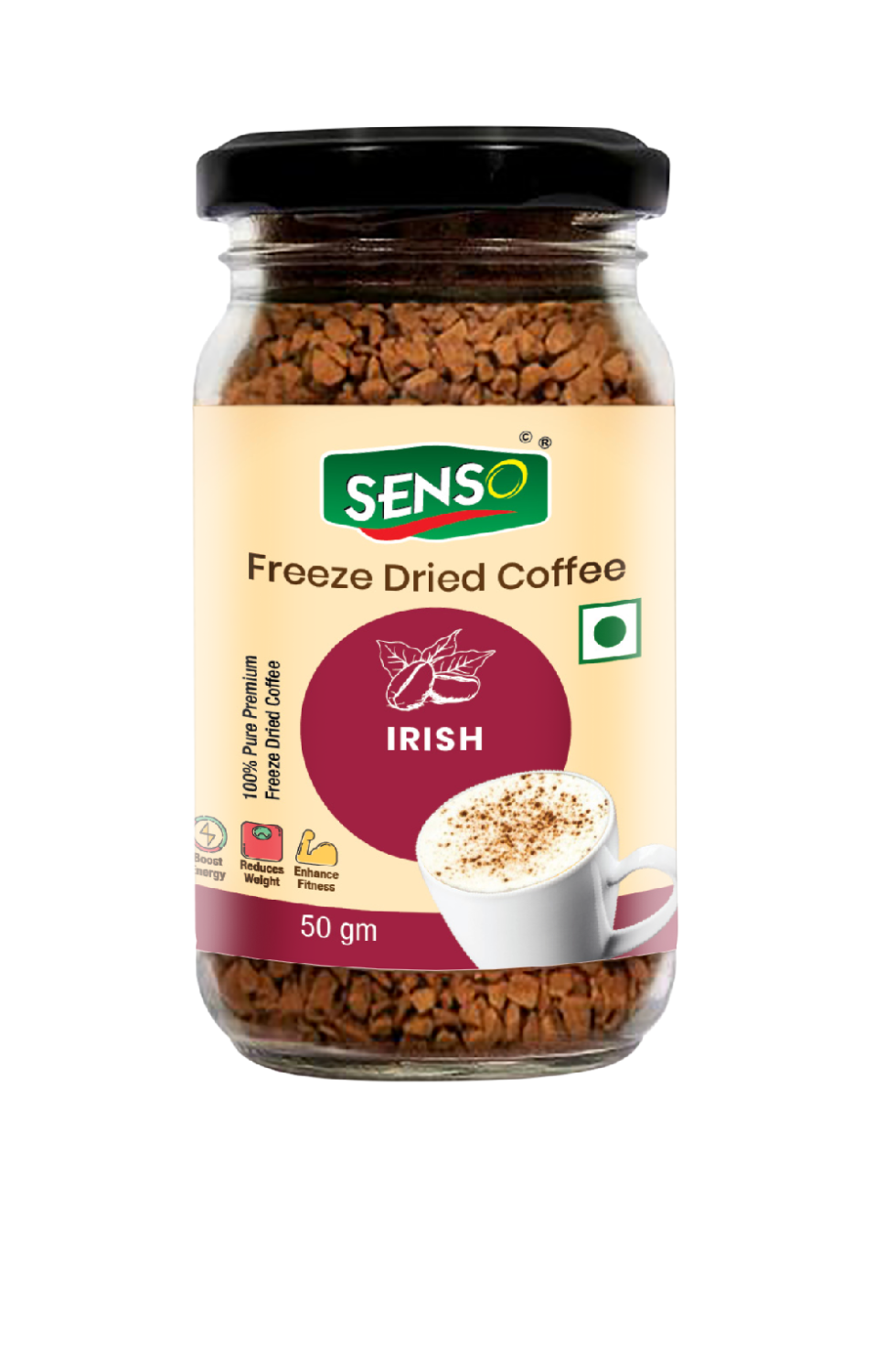 Freeze Dried Pure Instant Coffee Irish Powder, 50g Jar Instant Coffee ...