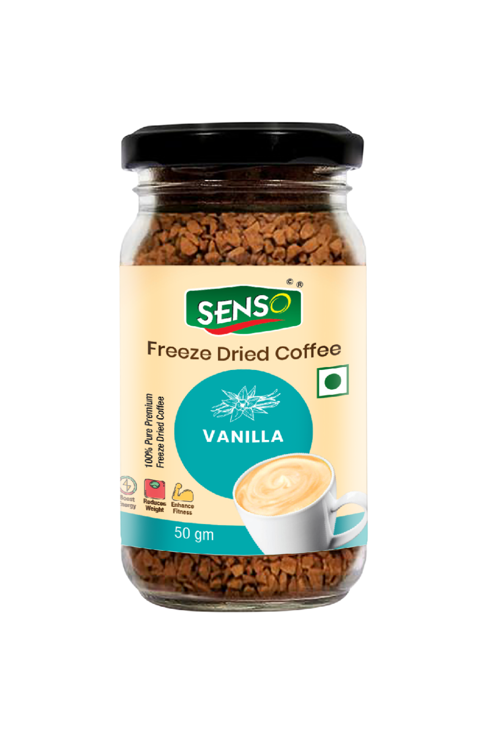 Freeze Dried Pure Instant Coffee Vanilla Powder, 50g Jar Instant Coffee ...